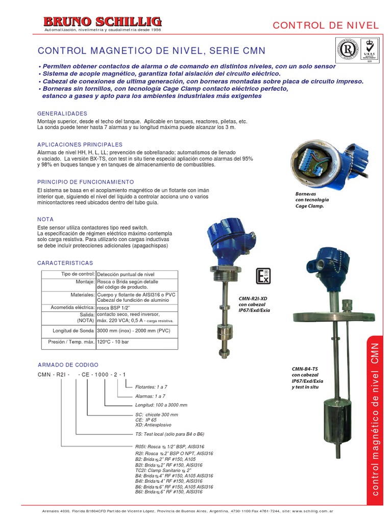 Control Magnetico de Nivel, Serie CMN | PDF | Ingenieria Eléctrica ...