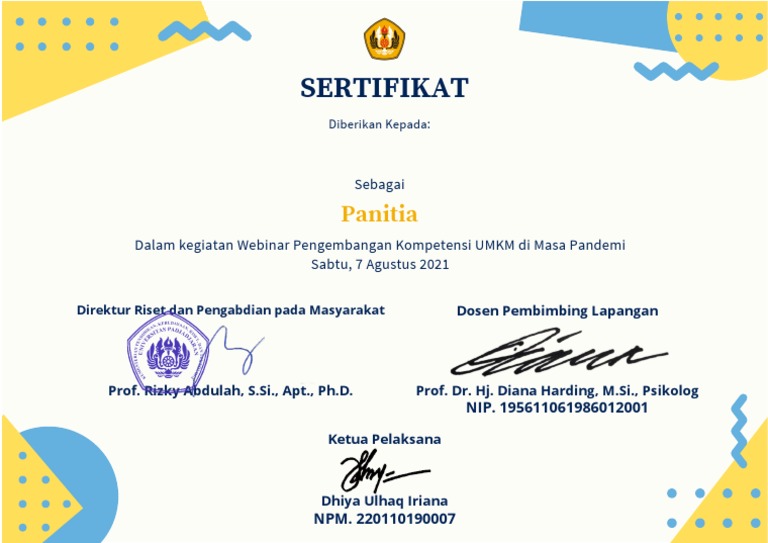 Sertifikat Panitia-3 | PDF