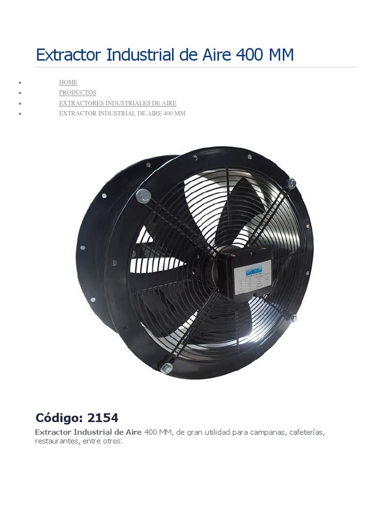 Extractor Industrial de Aire 400 MM COD 2154 | PDF