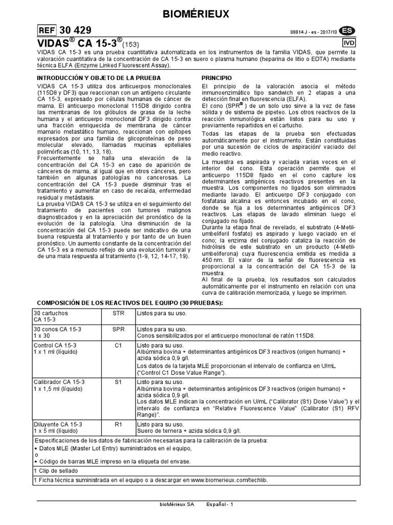 Inserto 30429 CA 15-3 | PDF | Cáncer | Blanqueador