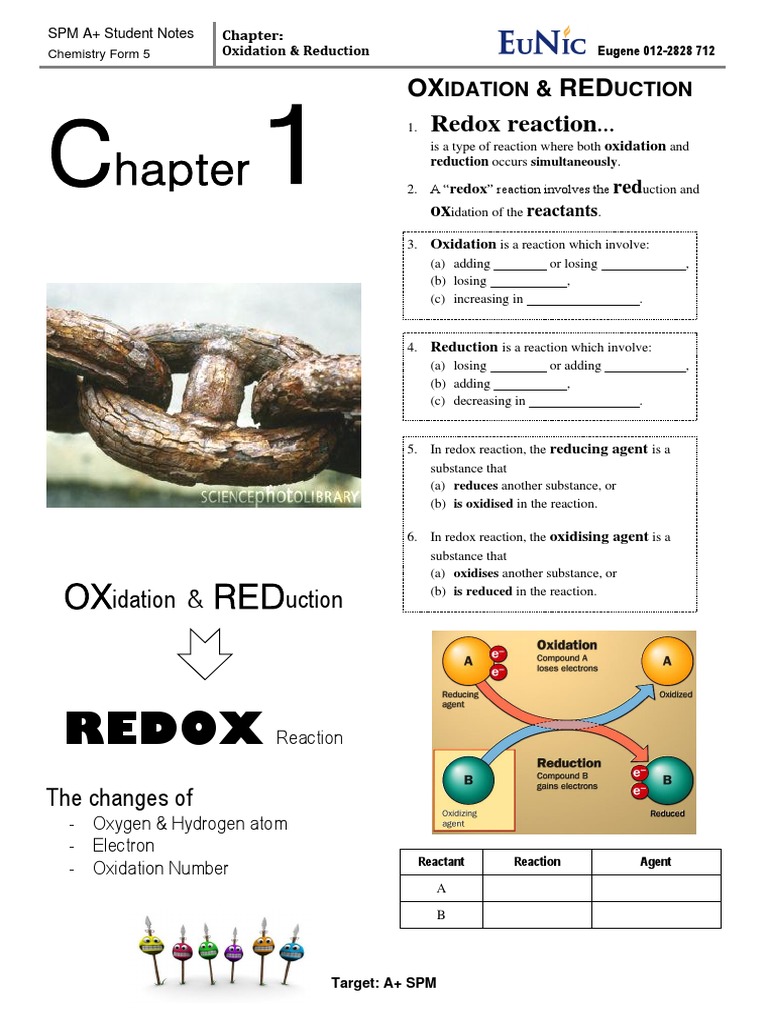 SPM Chemistry Redox Guide | PDF | Redox | Chemical Reactions