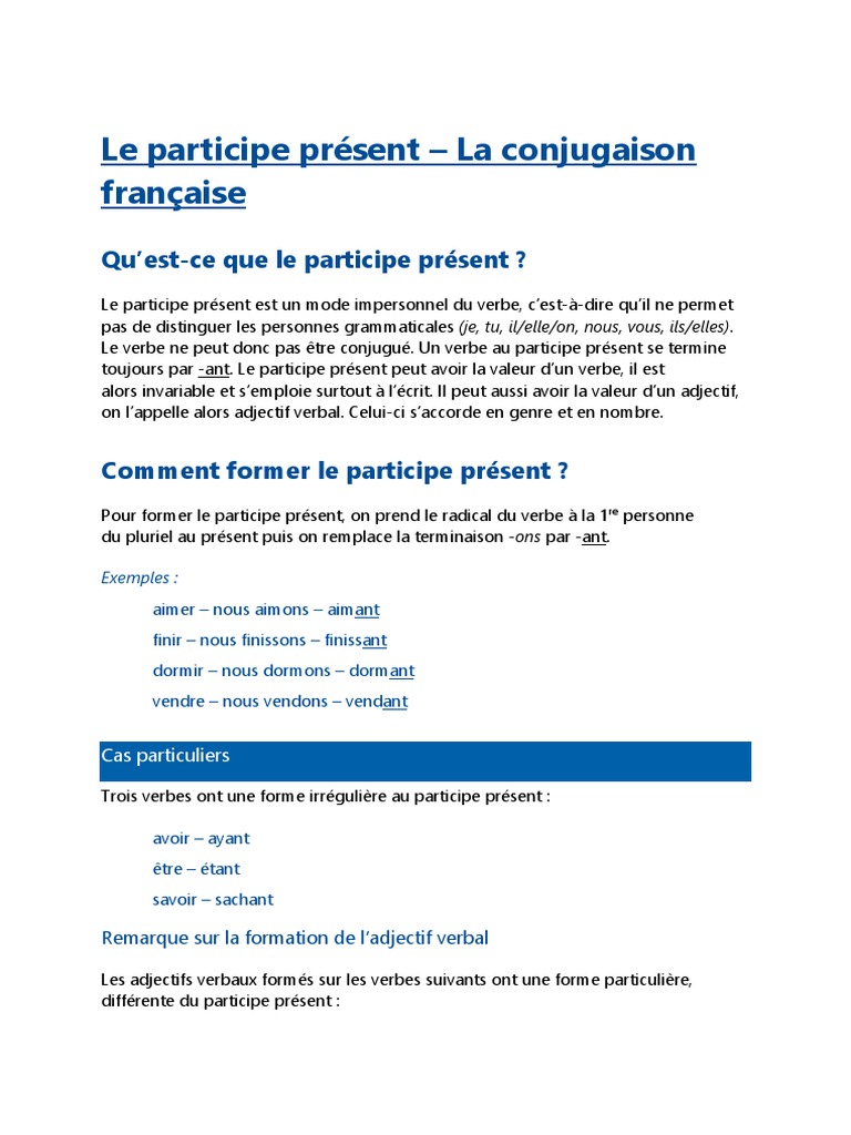 Comprendre le participe présent | PDF | Clause | Verbe