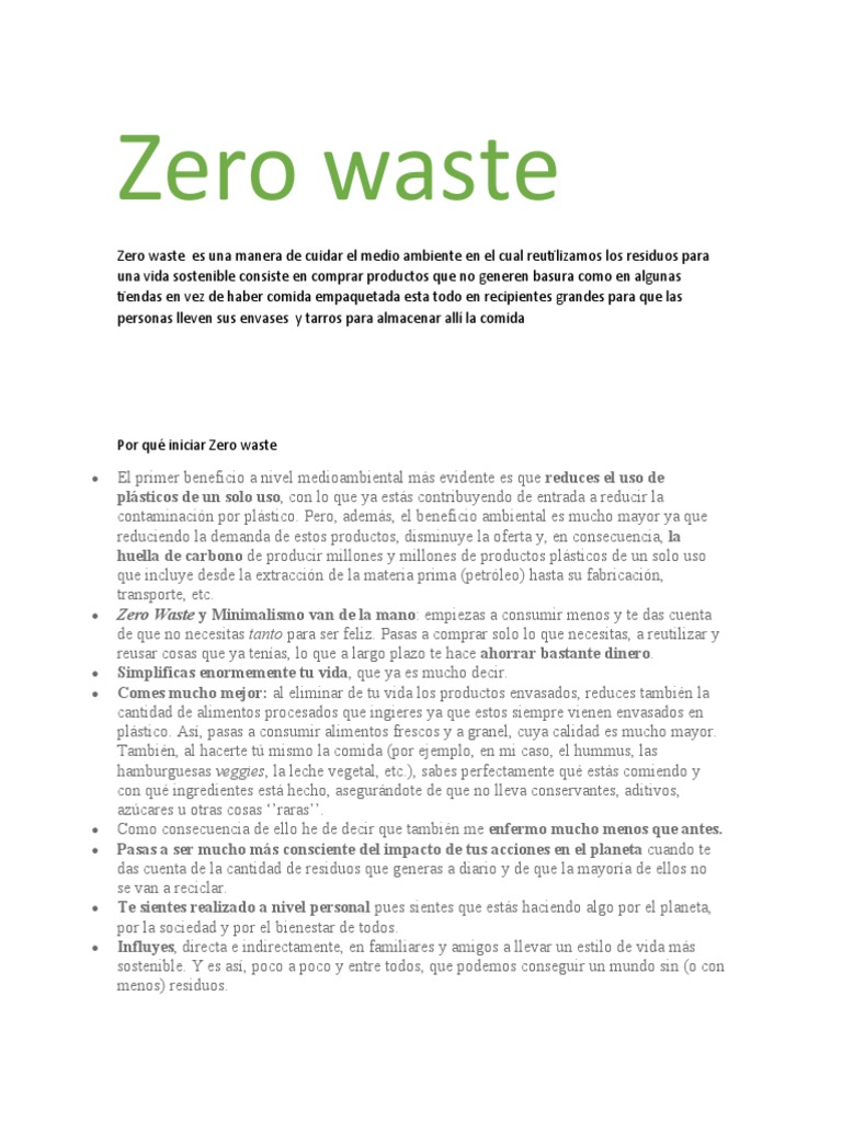Zero Waste | PDF | Alimentos | El plastico