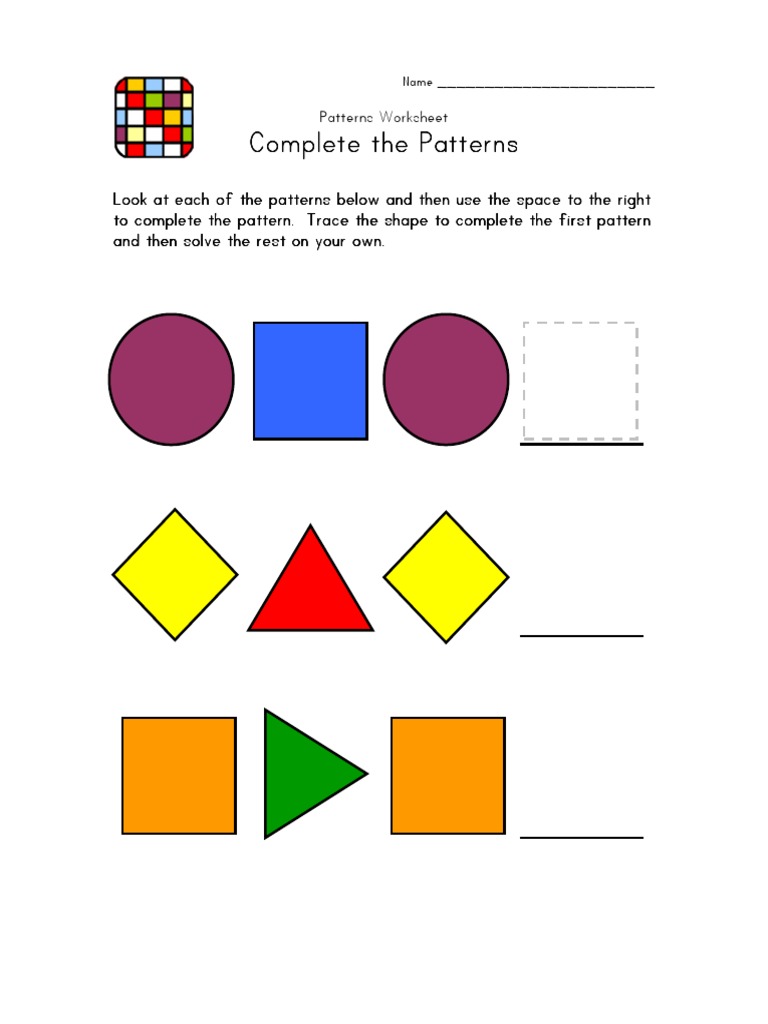 KG Math Patterns Worksheets | PDF