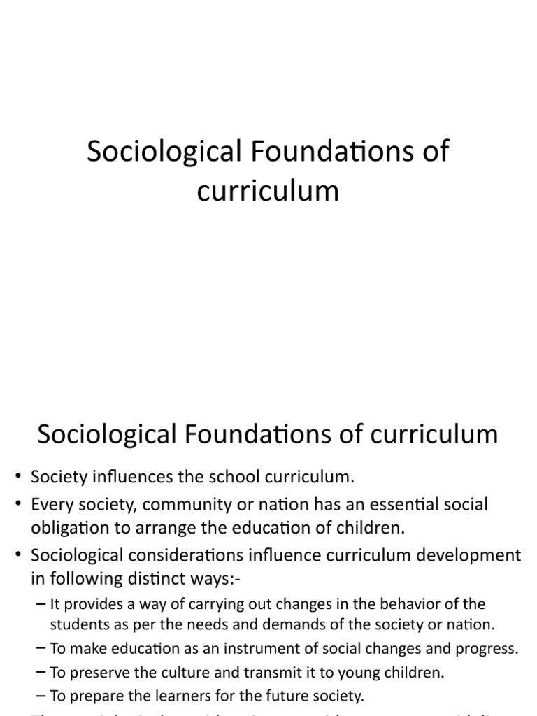 Sociological Foundations of Curriculum | PDF | Curriculum | Learning