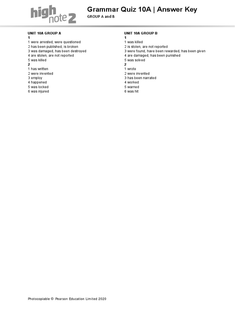 Unit 10A Group A 1 Unit 10A Group B 1 | PDF