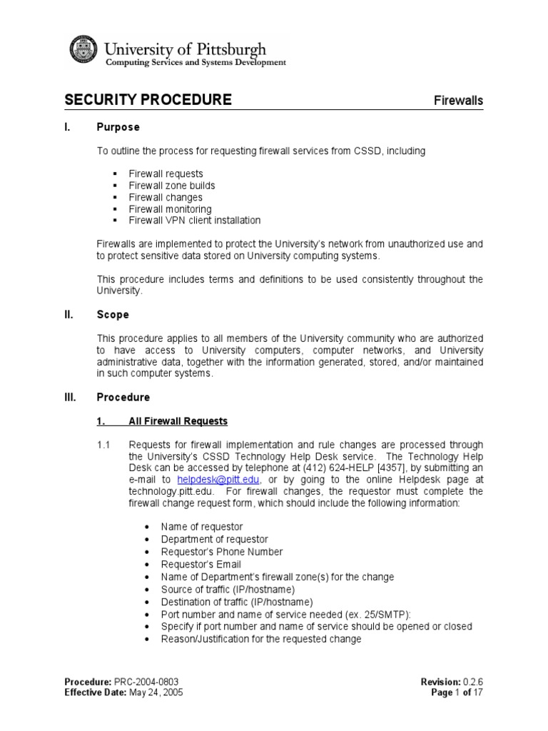 Firewall Procedure | PDF | Computer Network | Information Security