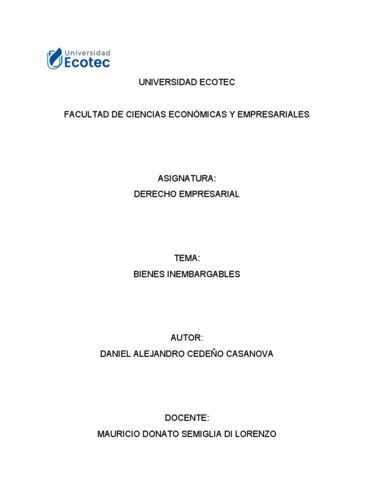 Bienes Inembargables | PDF