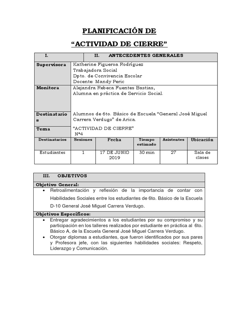 Actividad de Cierre para 6to Básico | PDF