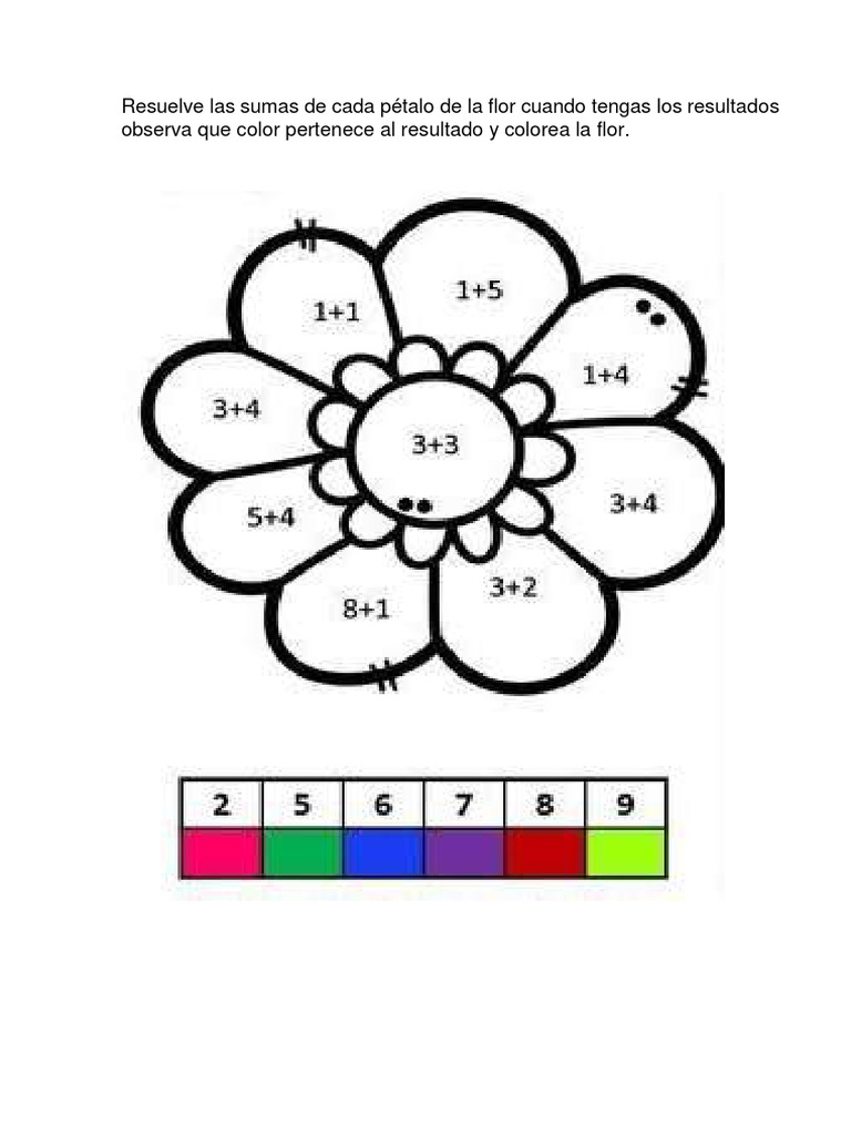 Resuelve Las Sumas de Cada Pétalo de La Flor Cuando Tengas Los ...