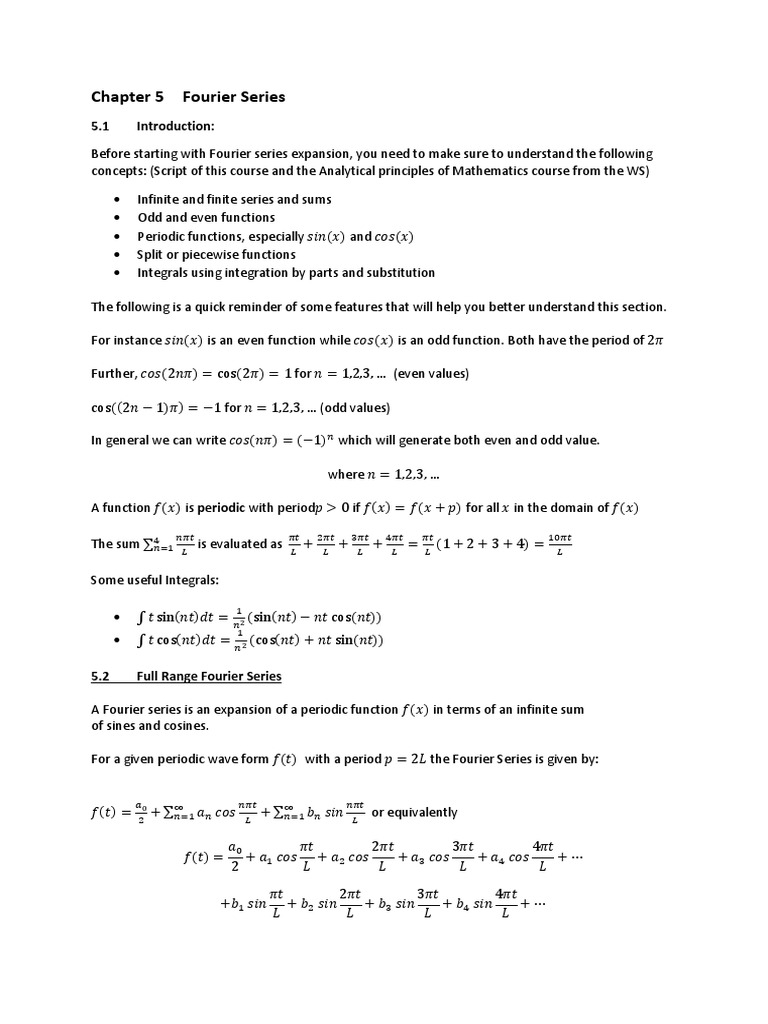 Chapter 5 Fourier Series - New SS 2022 | Download Free PDF | Mathematical Analysis ...