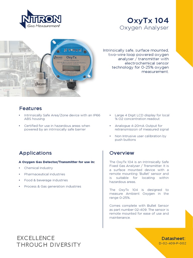 Oxytx 104: Oxygen Analyser | PDF | Sensor | Physical Sciences