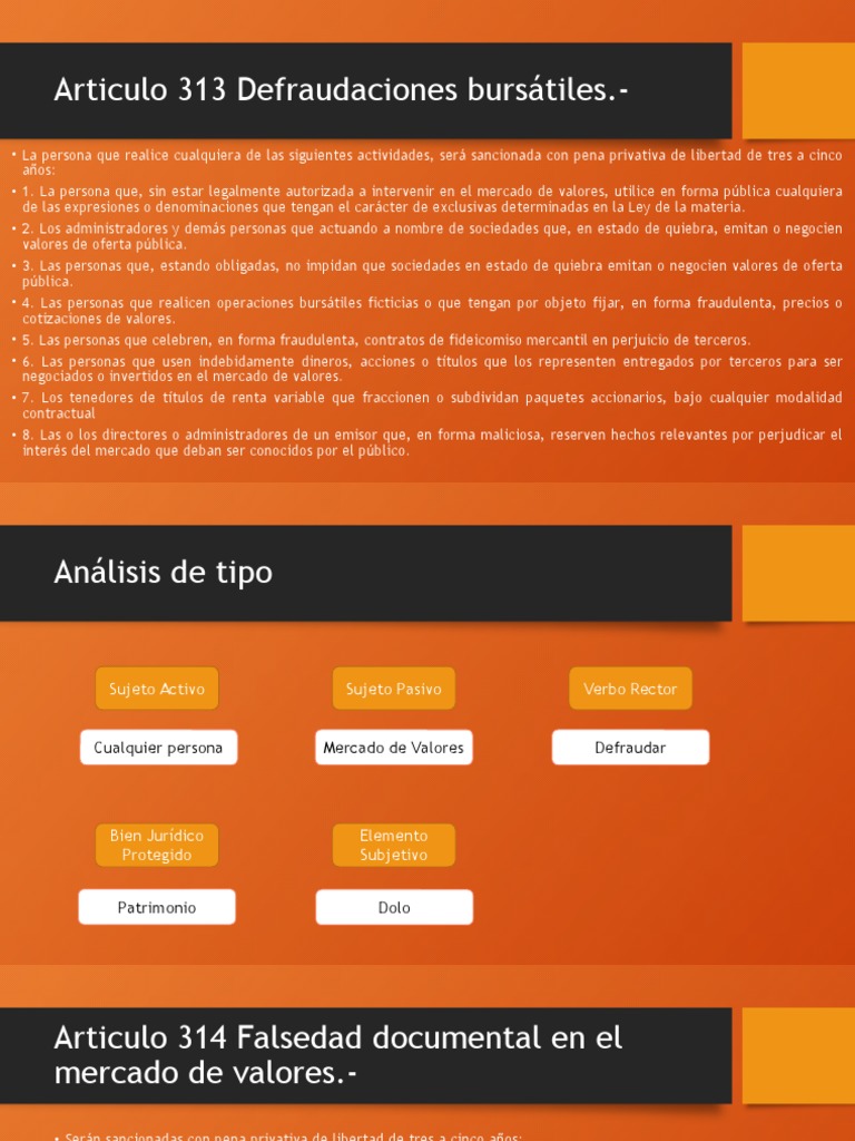 Análisis Artículos 313 Al 315 COIP | PDF | Bolsa de Valores | Castigos