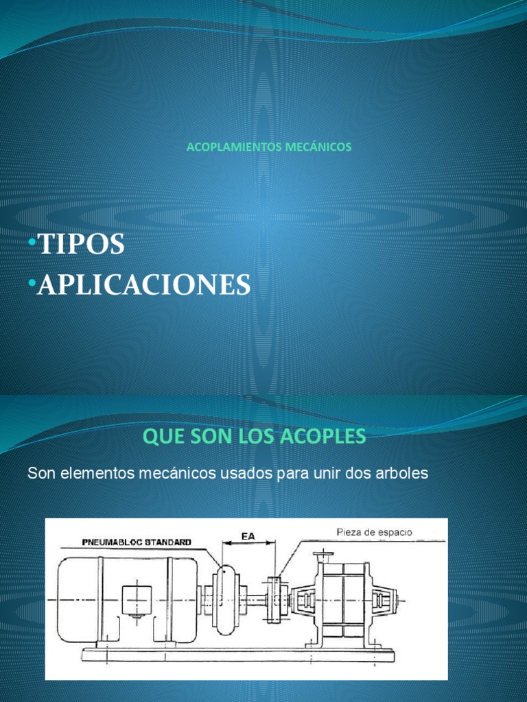 Tipos Aplicaciones: Acoplamientos Mecánicos | PDF | Engranaje | Física Aplicada e Interdisciplinaria