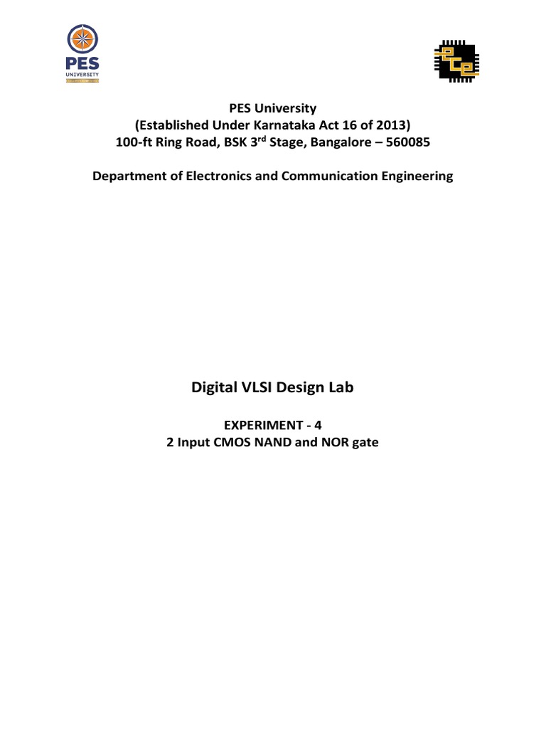 Lab Manual - Exp - 4 - CMOS NAND NOR | PDF | Logic Gate | Cmos