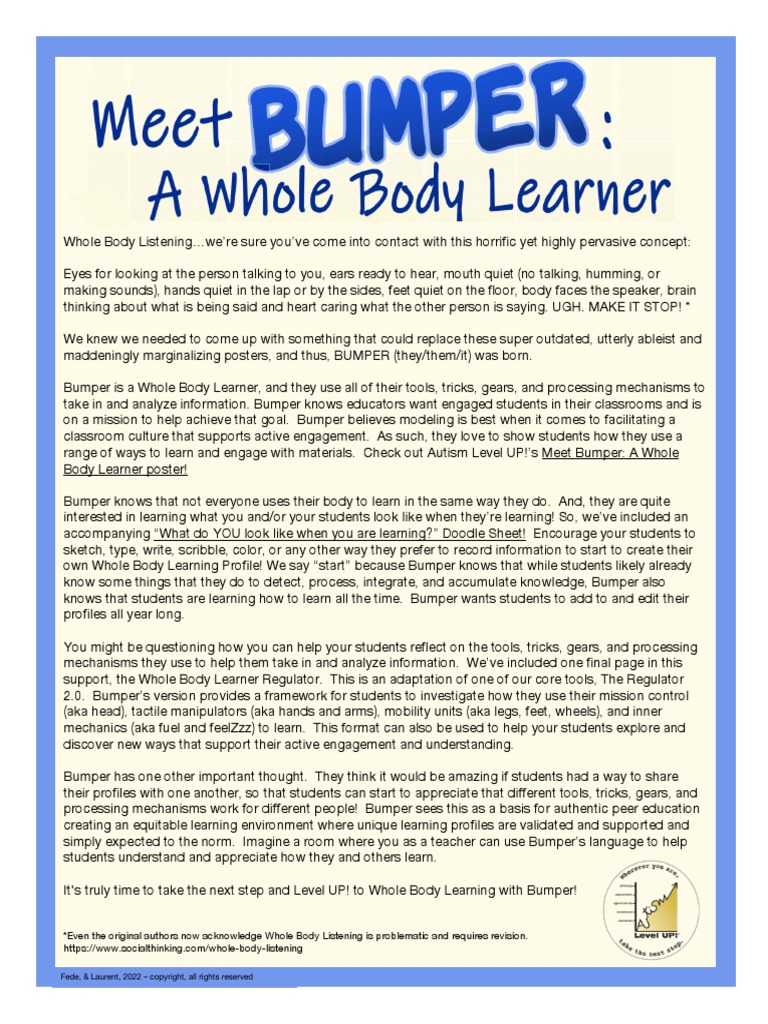 Bumper Whole Body Learner | Download Free PDF | Learning | Cognition
