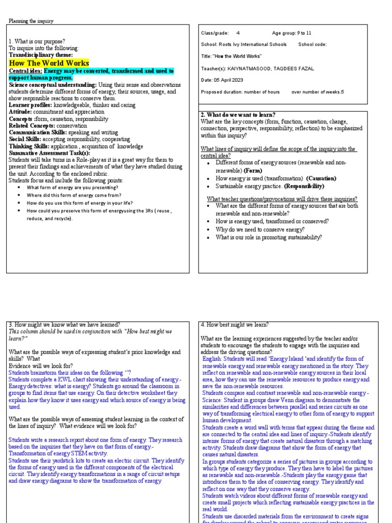 How The World Works PYP | PDF