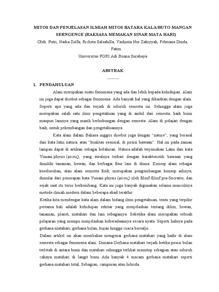 Artikel Mitos Dan Penjelasan Ilmiah Mitos Batara Kala/buto Mangan ...