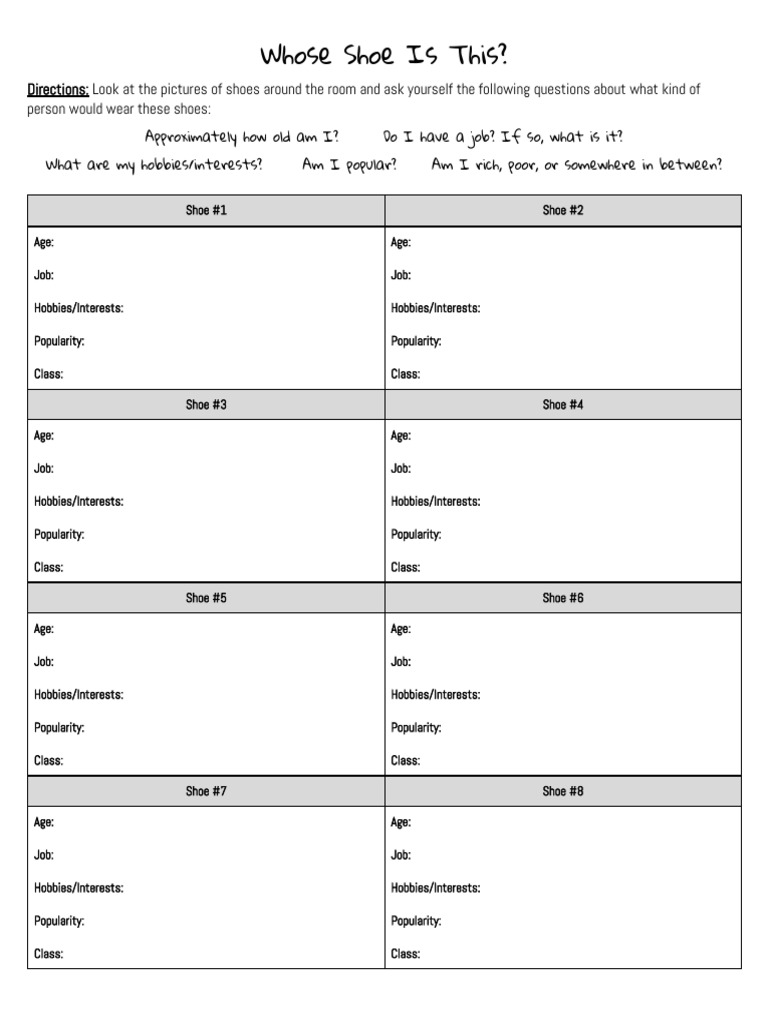 stereotyping shoe activity | PDF