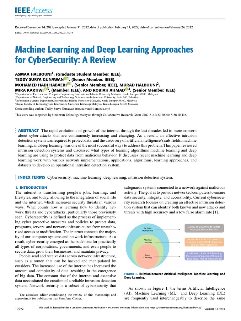 Machine Learning and Deep Learning Approaches For CyberSecurity A Review | PDF | Machine ...