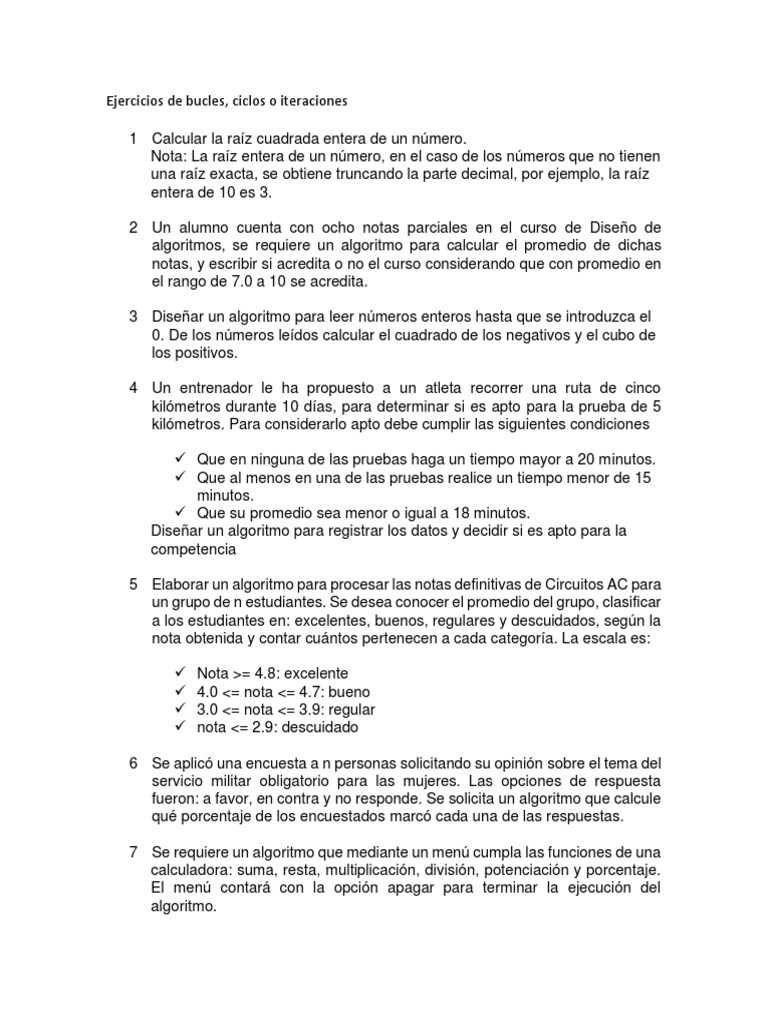 Ejercicios de Bucles | PDF | Interés | Algoritmos