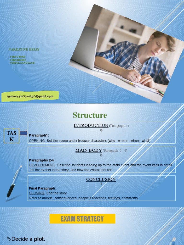 Narrative Essay: - Structure - Strategies - Useful Language | PDF | Essays | Verb