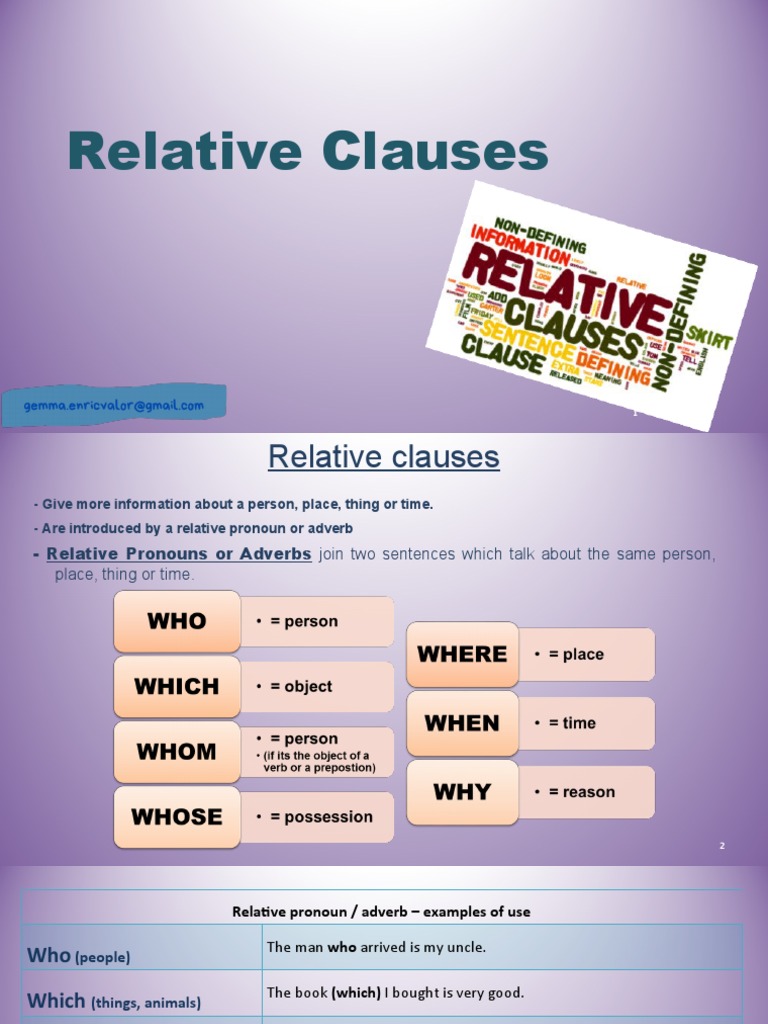 Relative Clauses | PDF | Sentence (Linguistics) | Subject (Grammar)