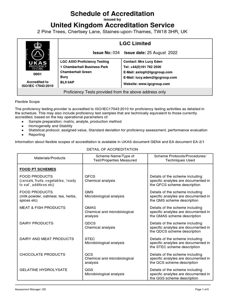 UKAS Scope of Accreditation | PDF | Analytical Chemistry | Drink