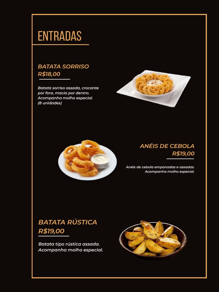 Cardápio de entrada, pizzas, sobremesas e bebidas de restaurante | PDF ...