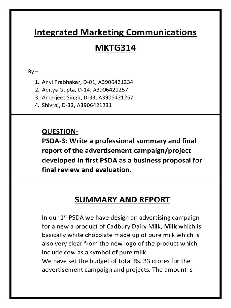 Integrated Marketing Communications Report | PDF | Advertising | Marketing