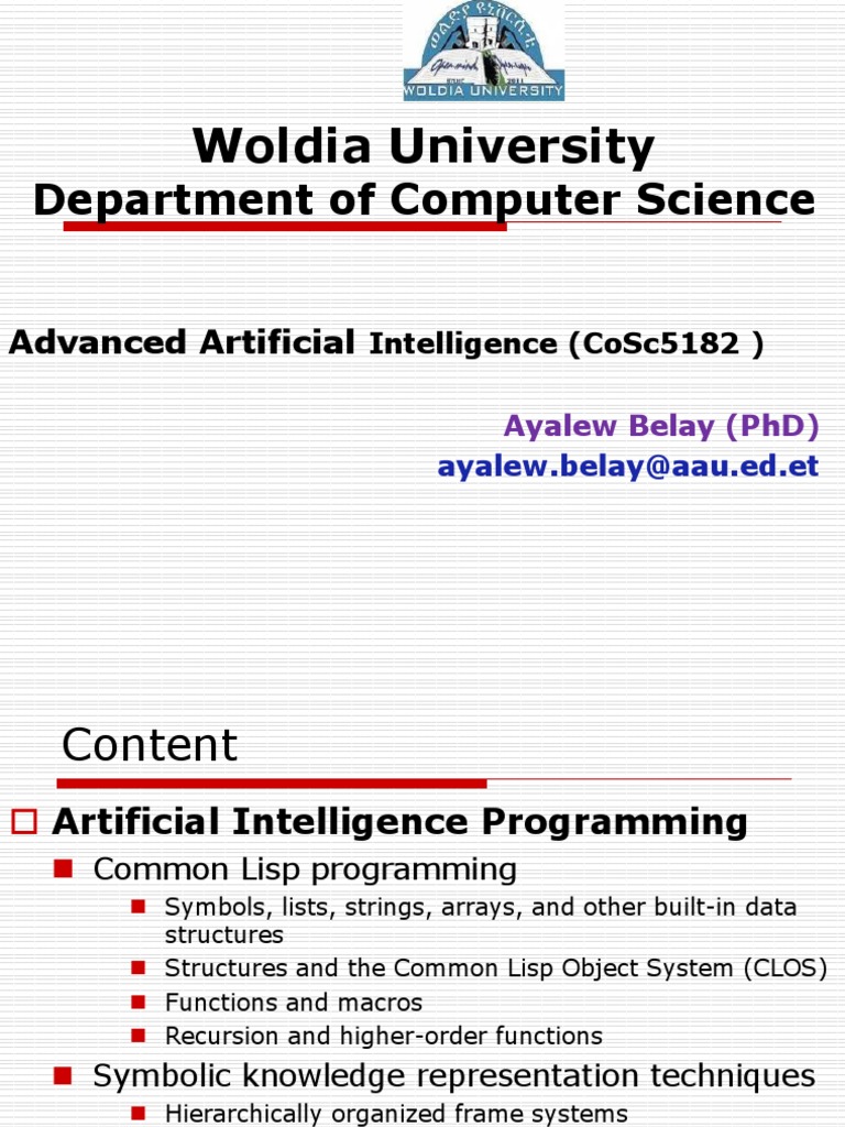 Woldia University: Department of Computer Science | PDF | Knowledge Representation And Reasoning ...