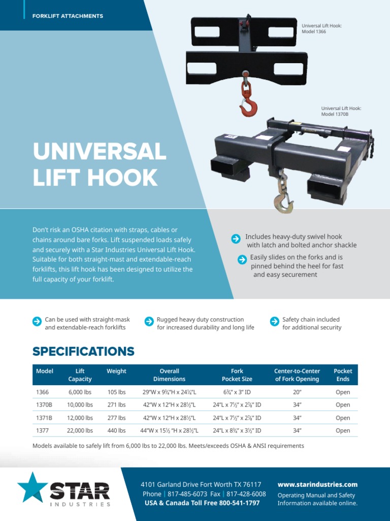 StarIndustries - Forklift Attachments - Universal Lift Hooks | Download ...