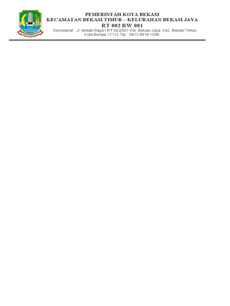 KOP SURAT RT 002 RW 001 | PDF