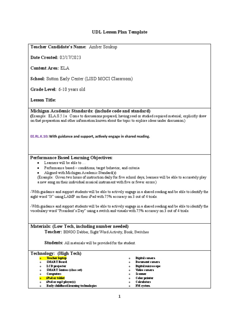 Lesson Plan 4 Sed | PDF | Behavior Modification | Cognitive Science