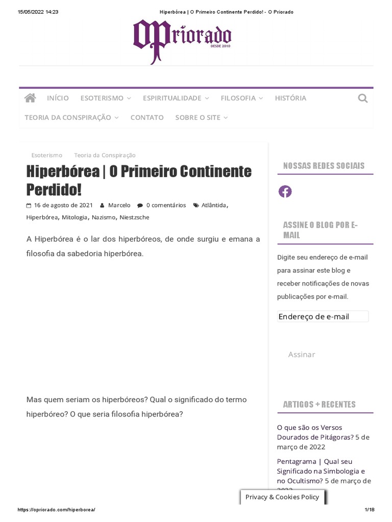 Hiperbórea - O Primeiro Continente Perdido! - O Priorado | PDF | Apolo ...