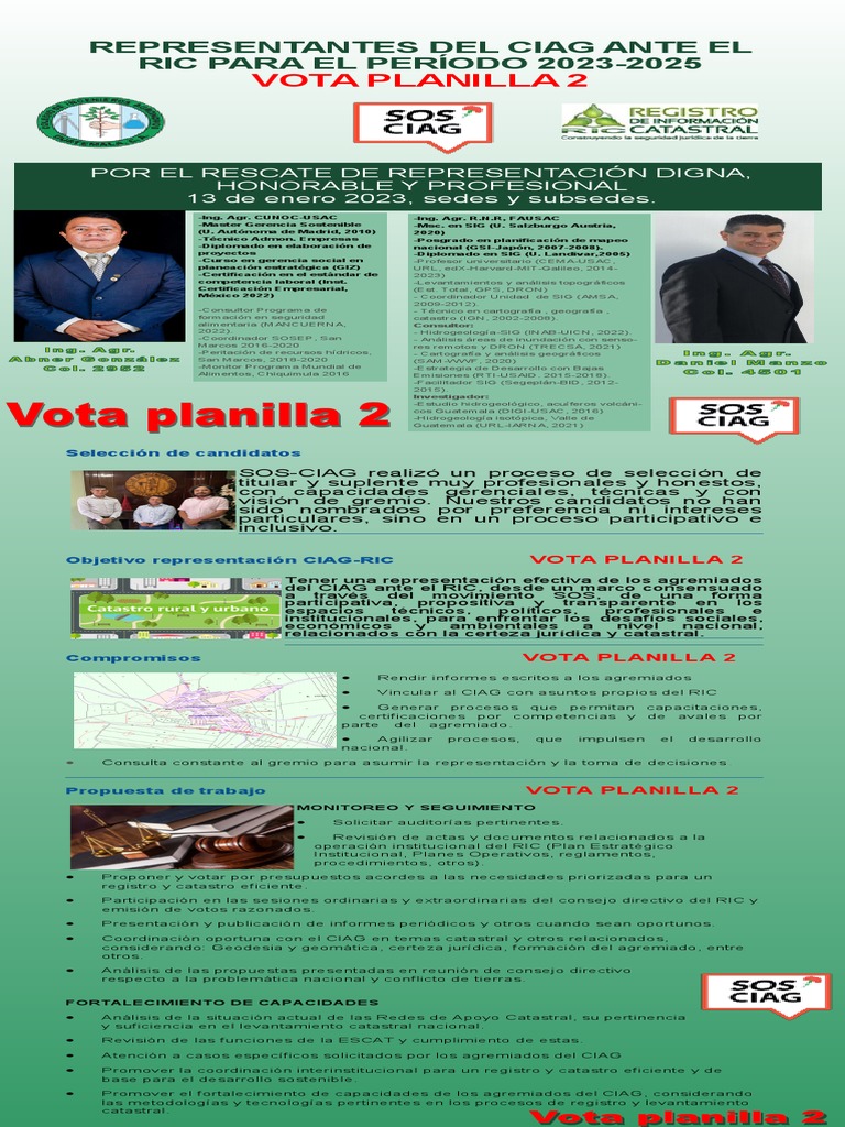 Vota Planilla 2: Representantes Del Ciag Ante El Ric para El Período ...