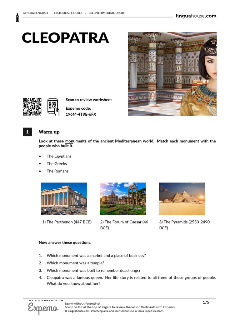 Cleopatra: A2-B1 English Lesson | PDF | Cleopatra | Mark Antony
