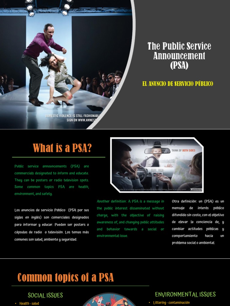 The Public Service Announcement (PSA) : El Anuncio de Servicio Público ...