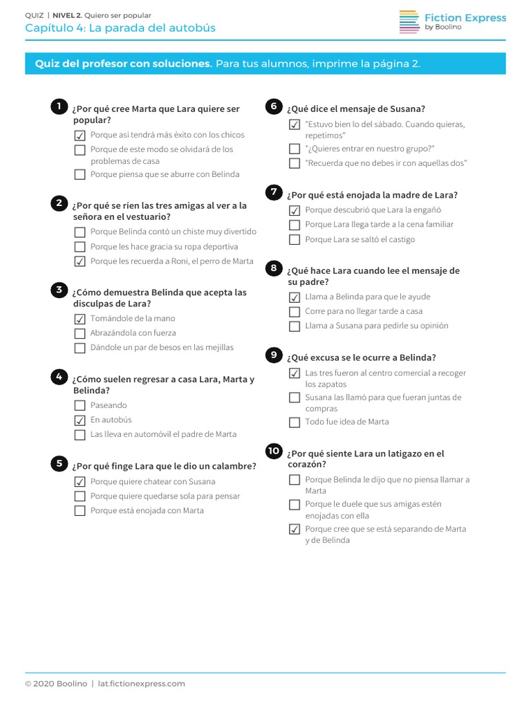 Quiz Del Profesor Con Soluciones. para Tus Alumnos, Imprime La Página 2 ...