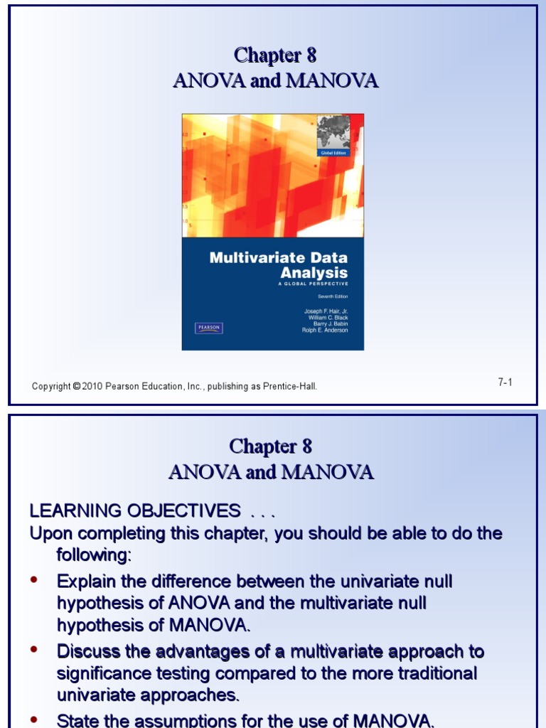 Chapter 08 - ANOVA MANOVA | PDF | Dependent And Independent Variables | Analysis Of Variance