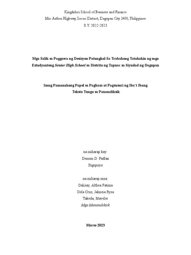 Pananaliksik - Research | PDF