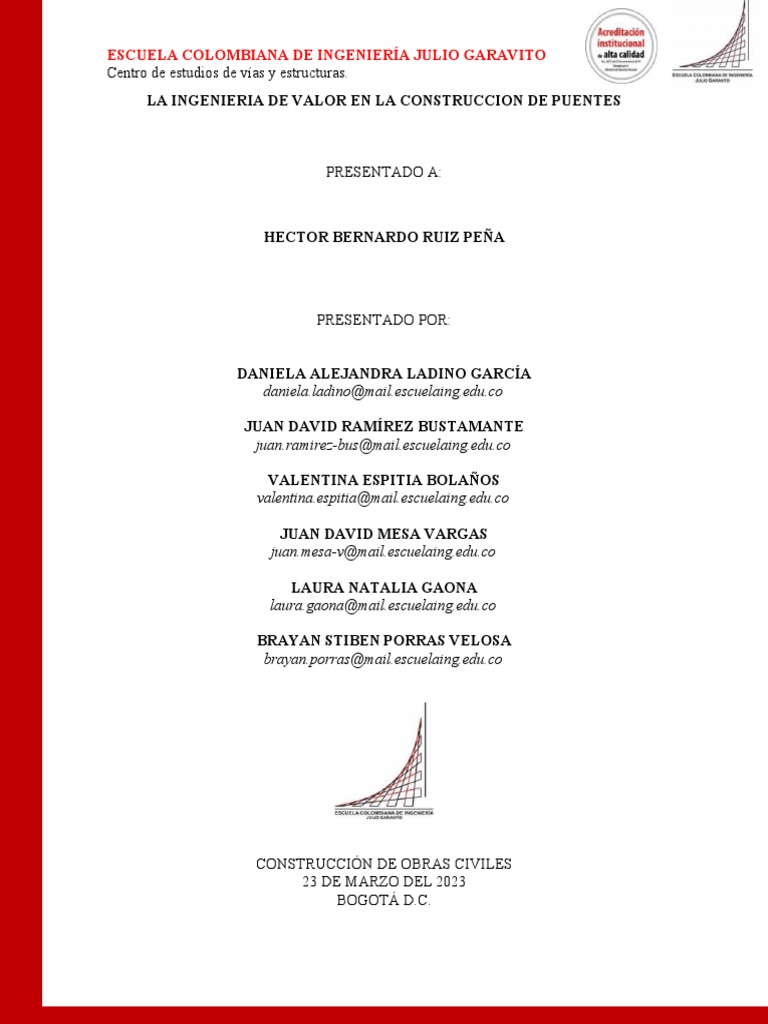 Proyecto COCI 2 | PDF | Calidad (comercial) | Puente