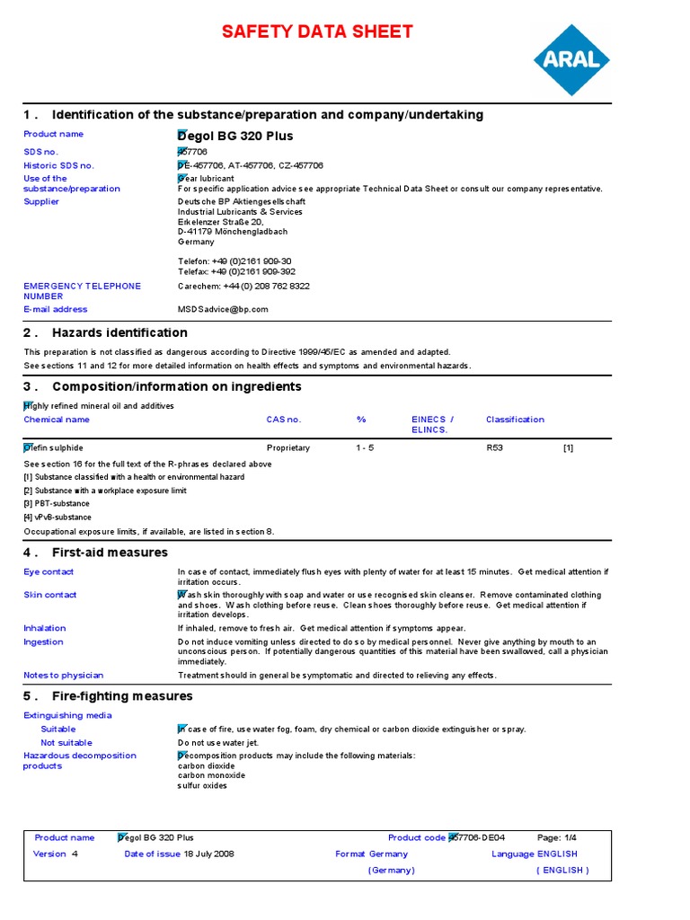 Arol Grease | PDF | Waste | Firefighting