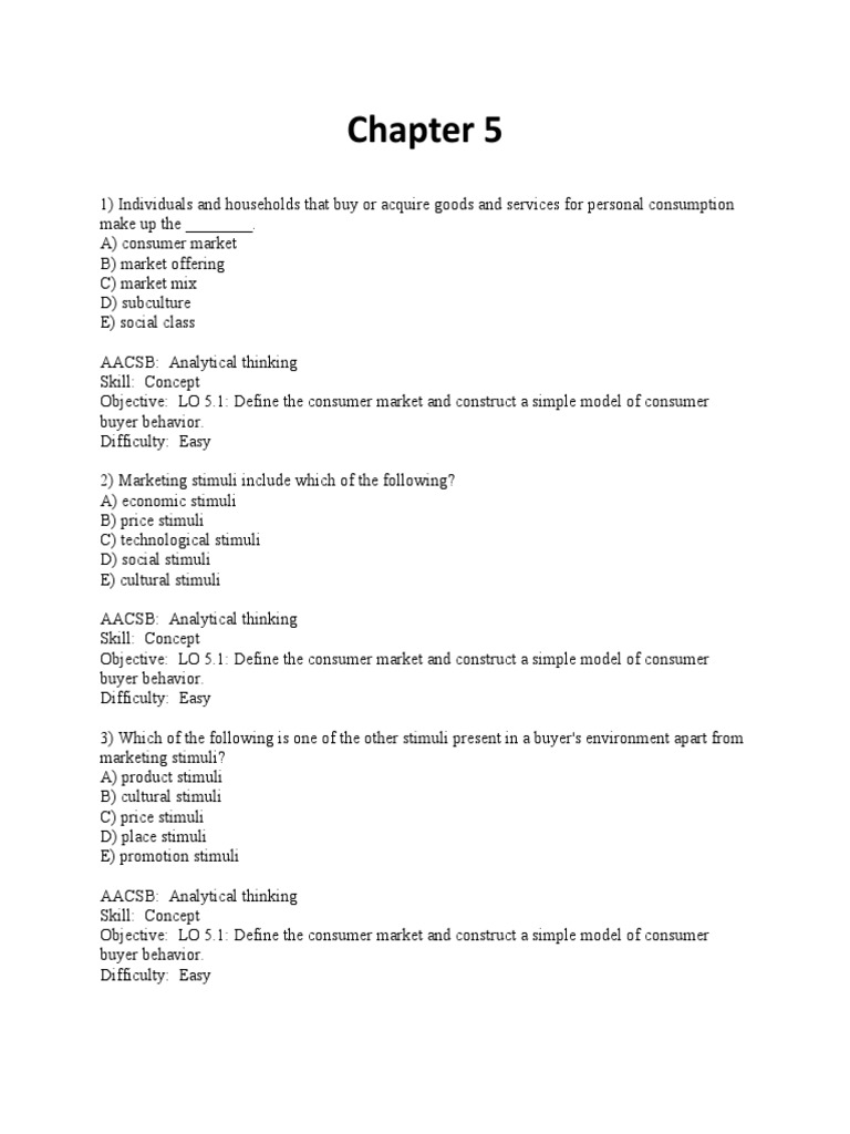 Review Chapter 5-7 Withou Anws | PDF | Consumer Behaviour | Demand