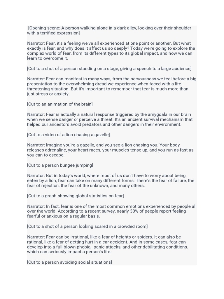 Script Fear Pdf Fear Anxiety