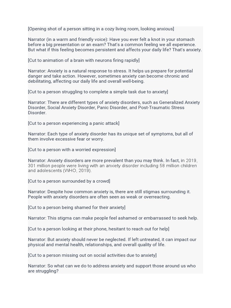 Script (Anxiety) | PDF | Anxiety | Anxiety Disorder