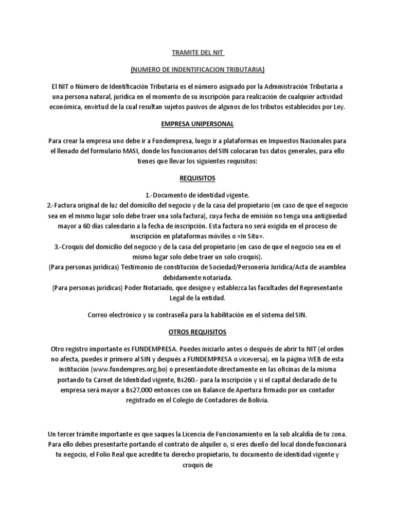 Trámite NIT: Requisitos y Proceso | PDF | Finanzas y dinero