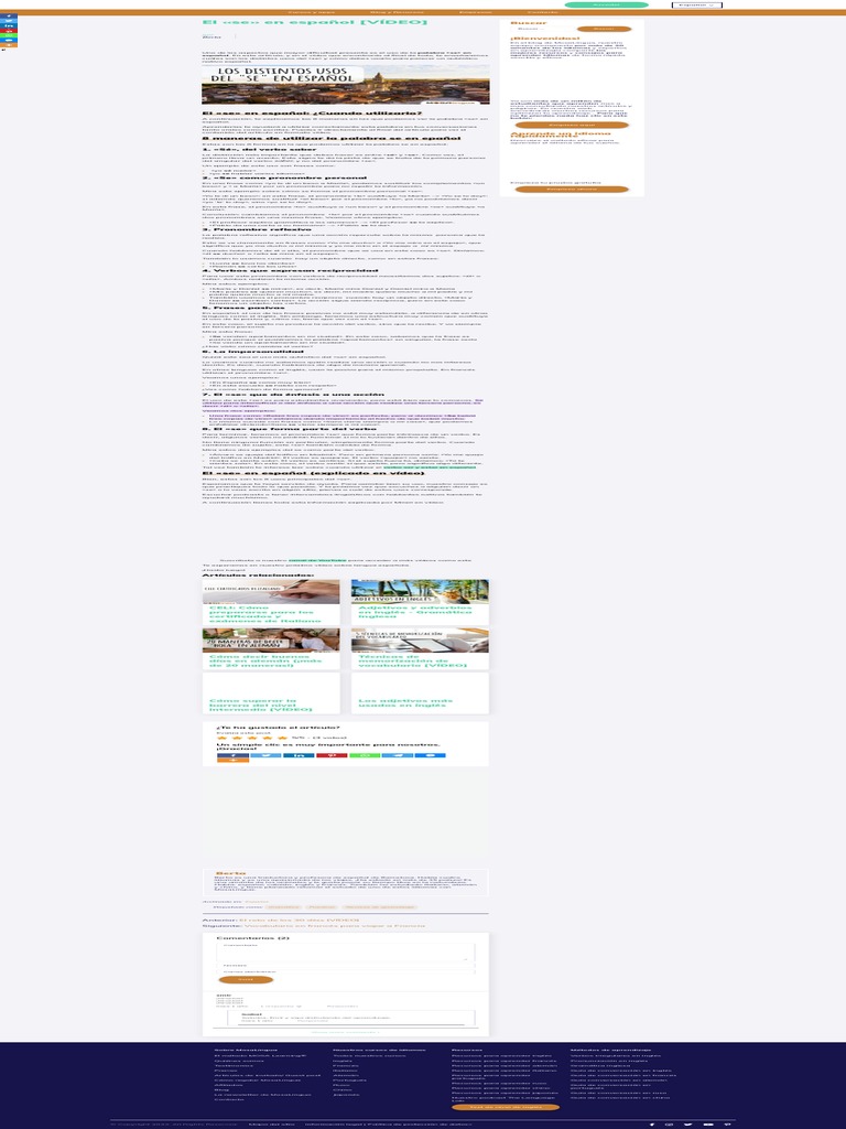 El - Se - en Español - 8 Usos Con Ejemplos - MosaLingua | PDF | Verbo ...