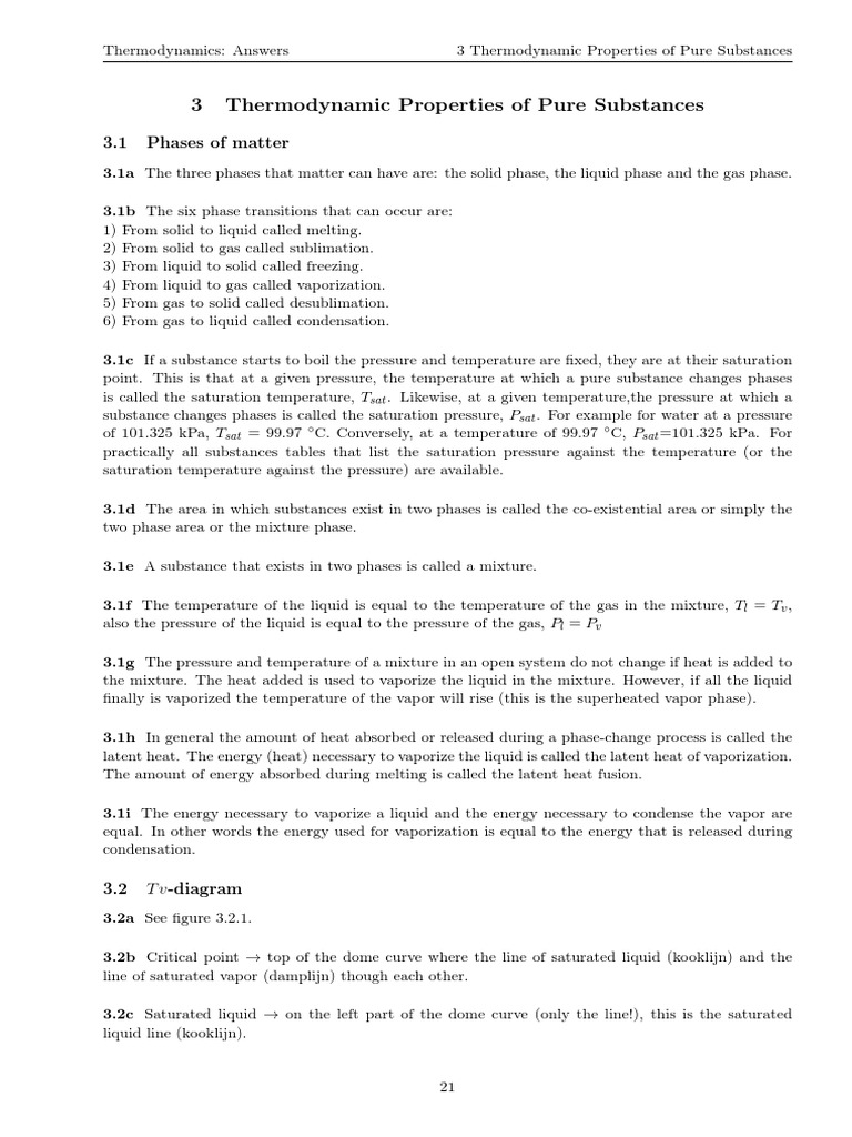 3 Thermodynamic Properties of Pure Substances | PDF | Latent Heat | Phase (Matter)