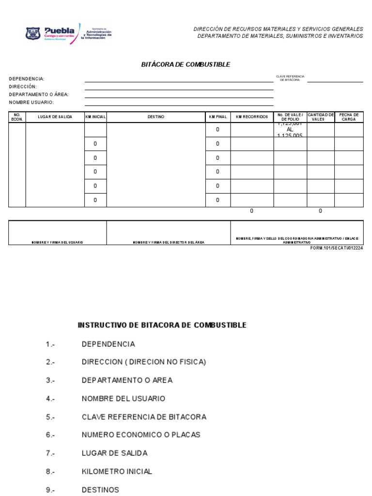 Bitácora de Combustible | PDF